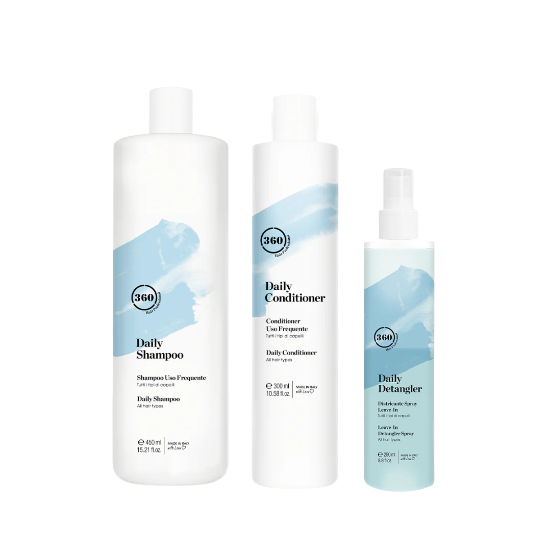 360 Daily Shampoo 450ml, Conditioner 300ml & Spray 250ml Trio – Salon ...
