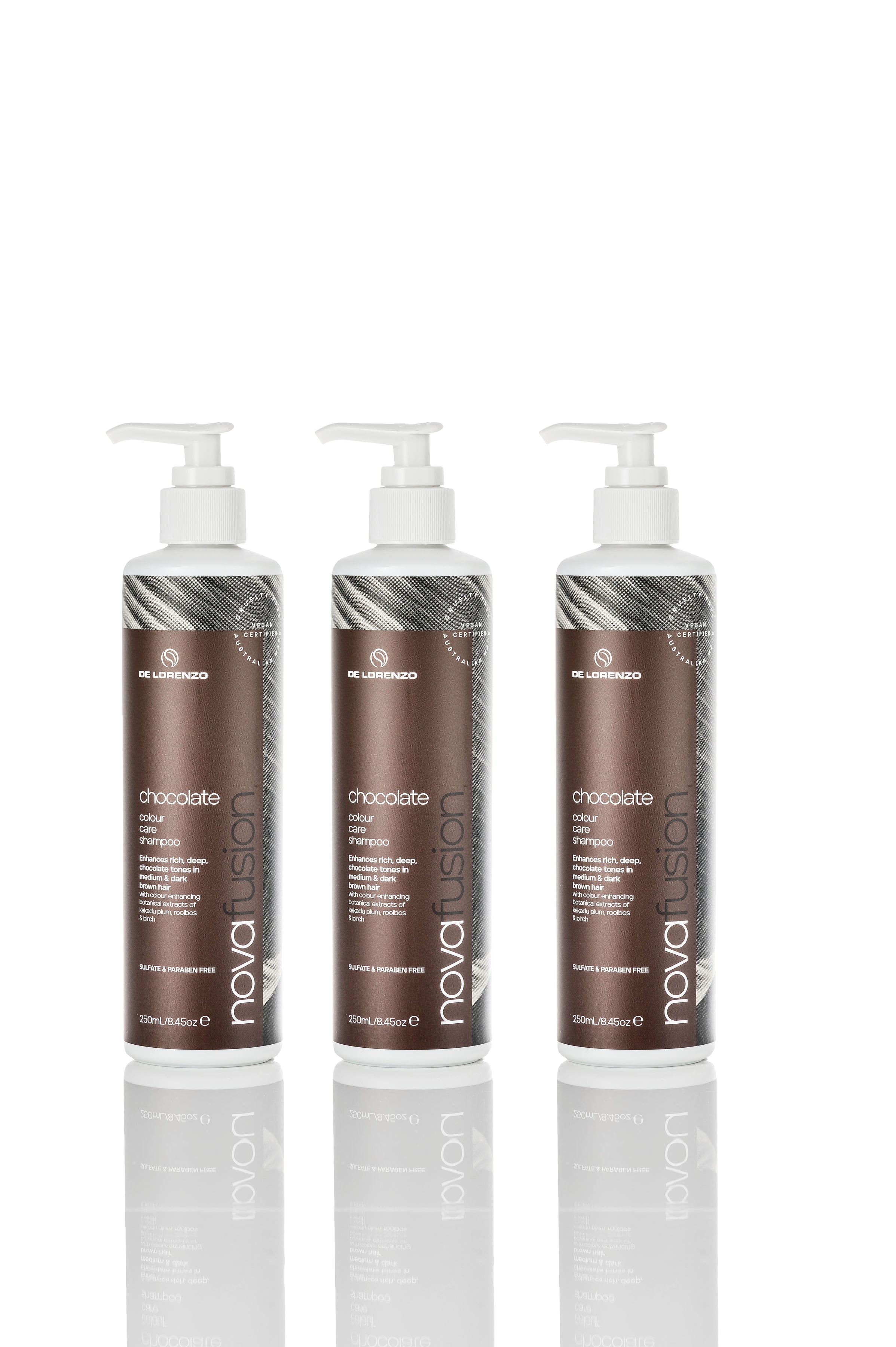 De Lorenzo Novafusion Colour Care Shampoo Chocolate 250ml Trio - Salon ...