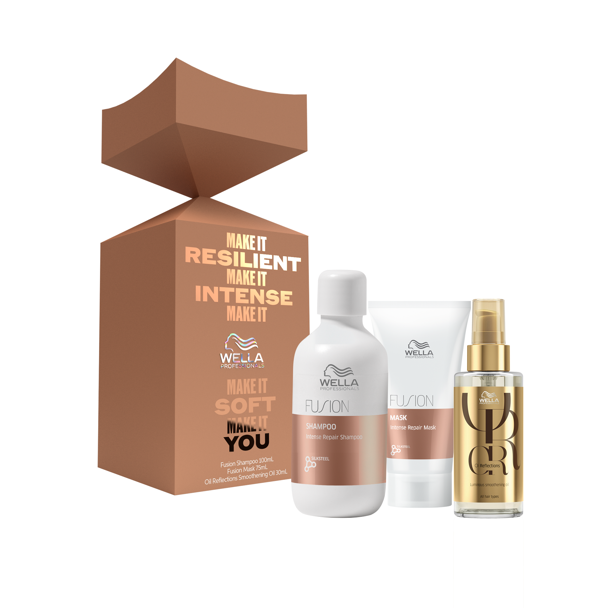 Wella Fusion Travel Trio Christmas Gift Pack - Shampoo 100ml, Mask 75m ...