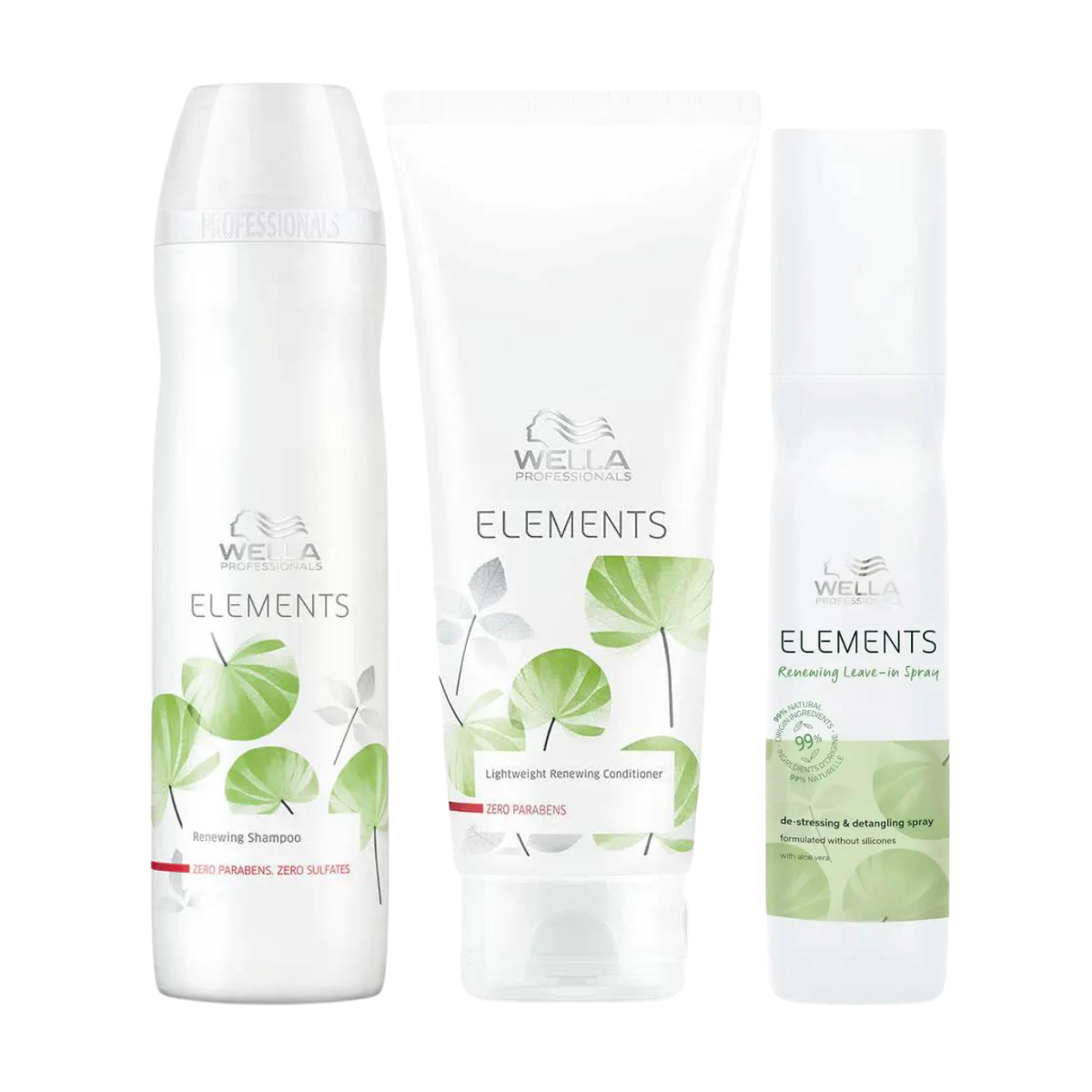 Wella Elements Shampoo, Conditioner & Leave-In Spray Trio Pack - Salon ...
